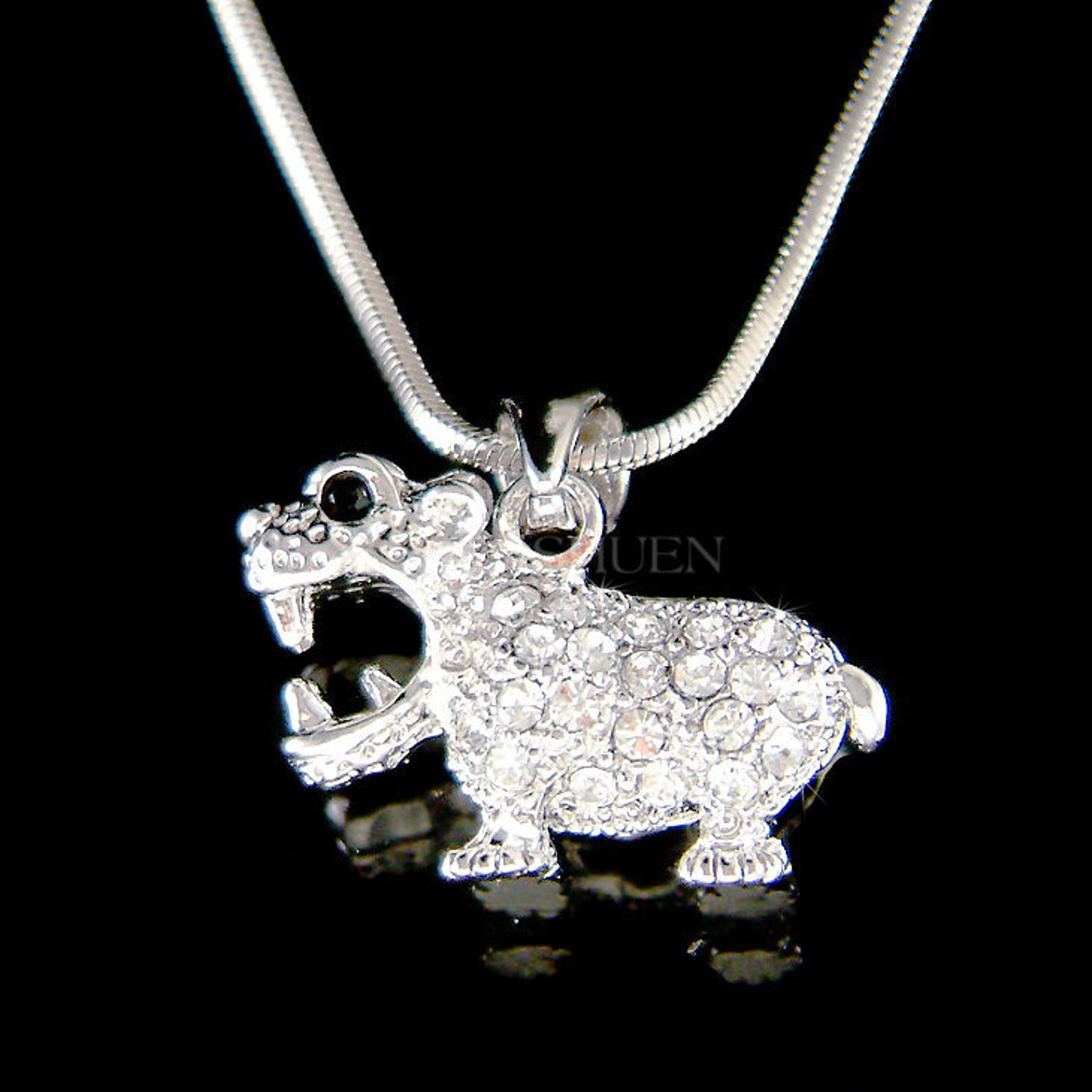 Swarovski Crystal 3D Hippo Necklace Hippopotamus Africa - Etsy