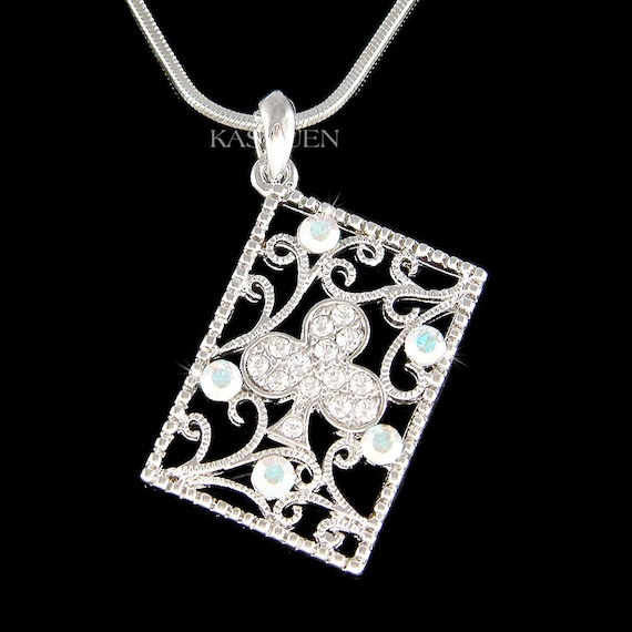 Swarovski Crystal Filigree Playing Card Games Clubs Symbol | Etsy