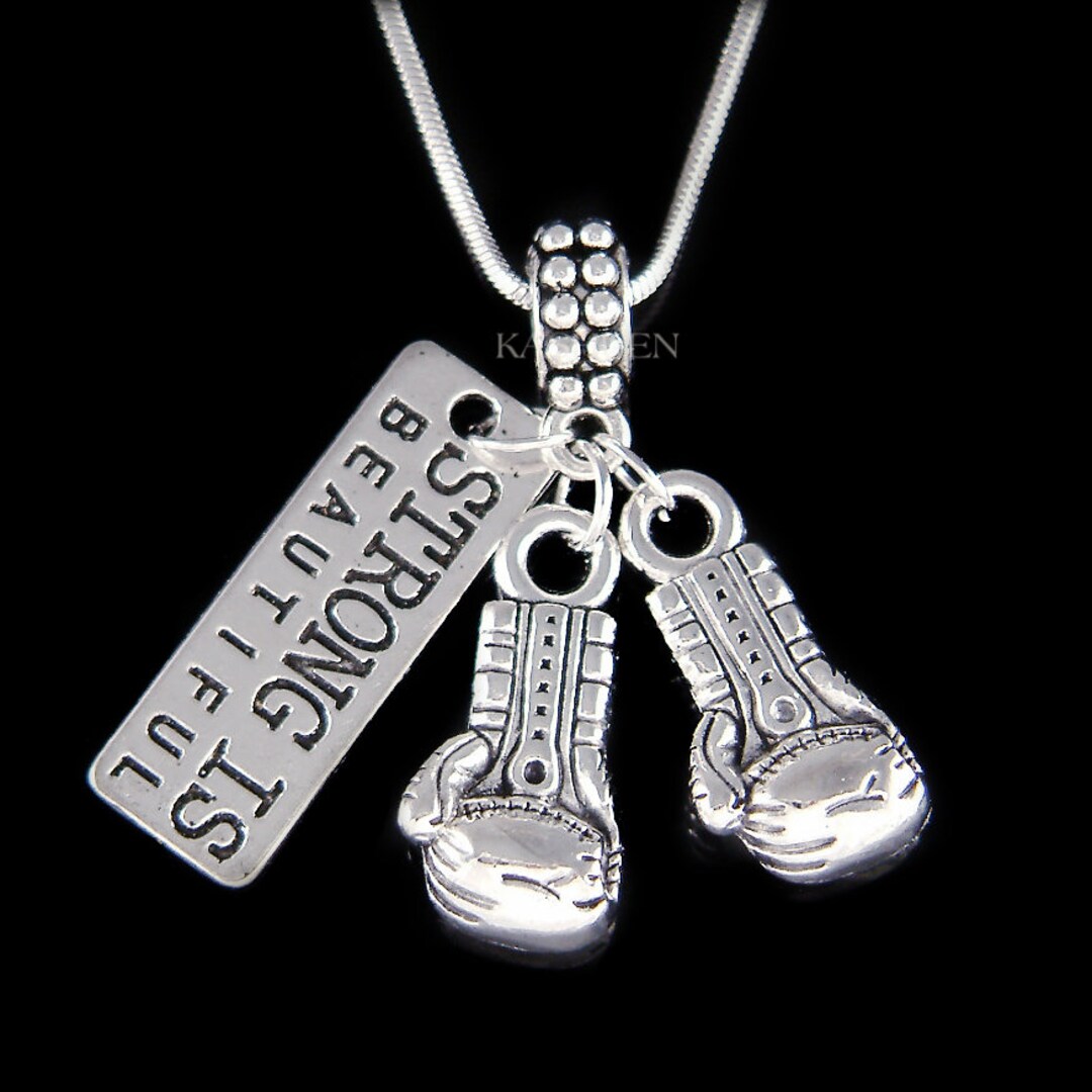 Boxing Gloves Strong Fighter Fight Cancer Boxer Necklace Keychain ...