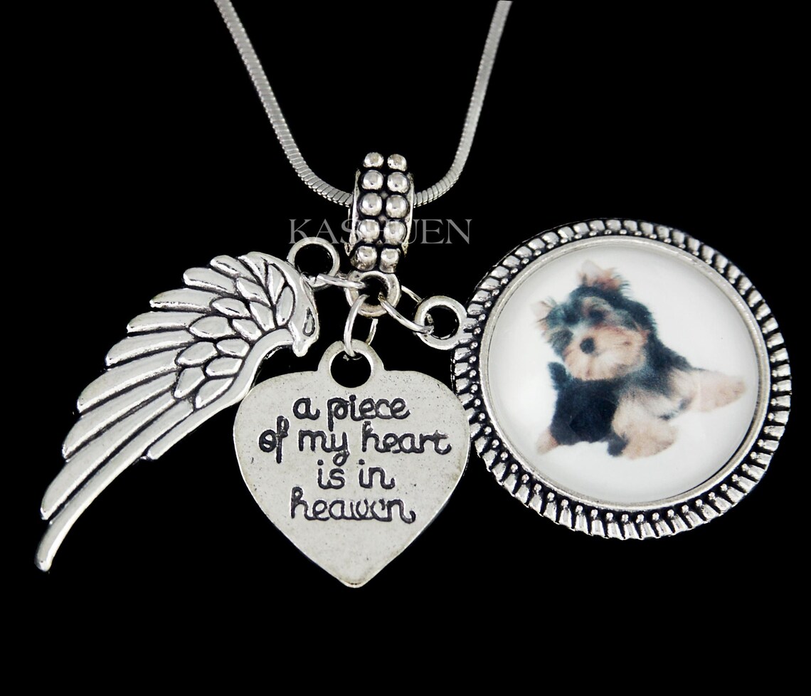 Yorkie Necklace, Loss of Pet Yorkshire Terrier Jewelry Sympathy Angel ...