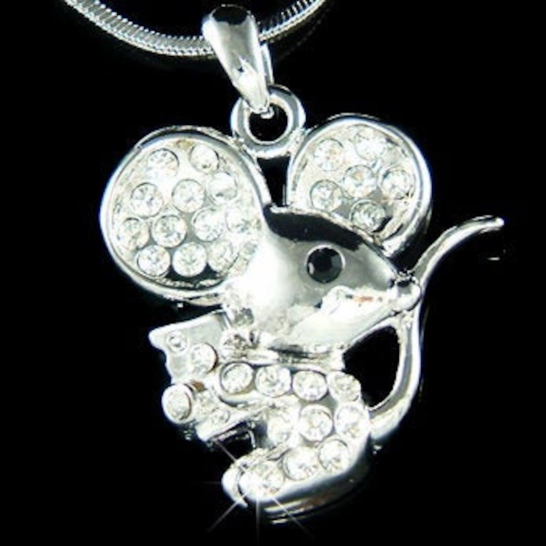Swarovski Crystal Cute Little MOUSE Cheese Girls Charm Pendant - Etsy