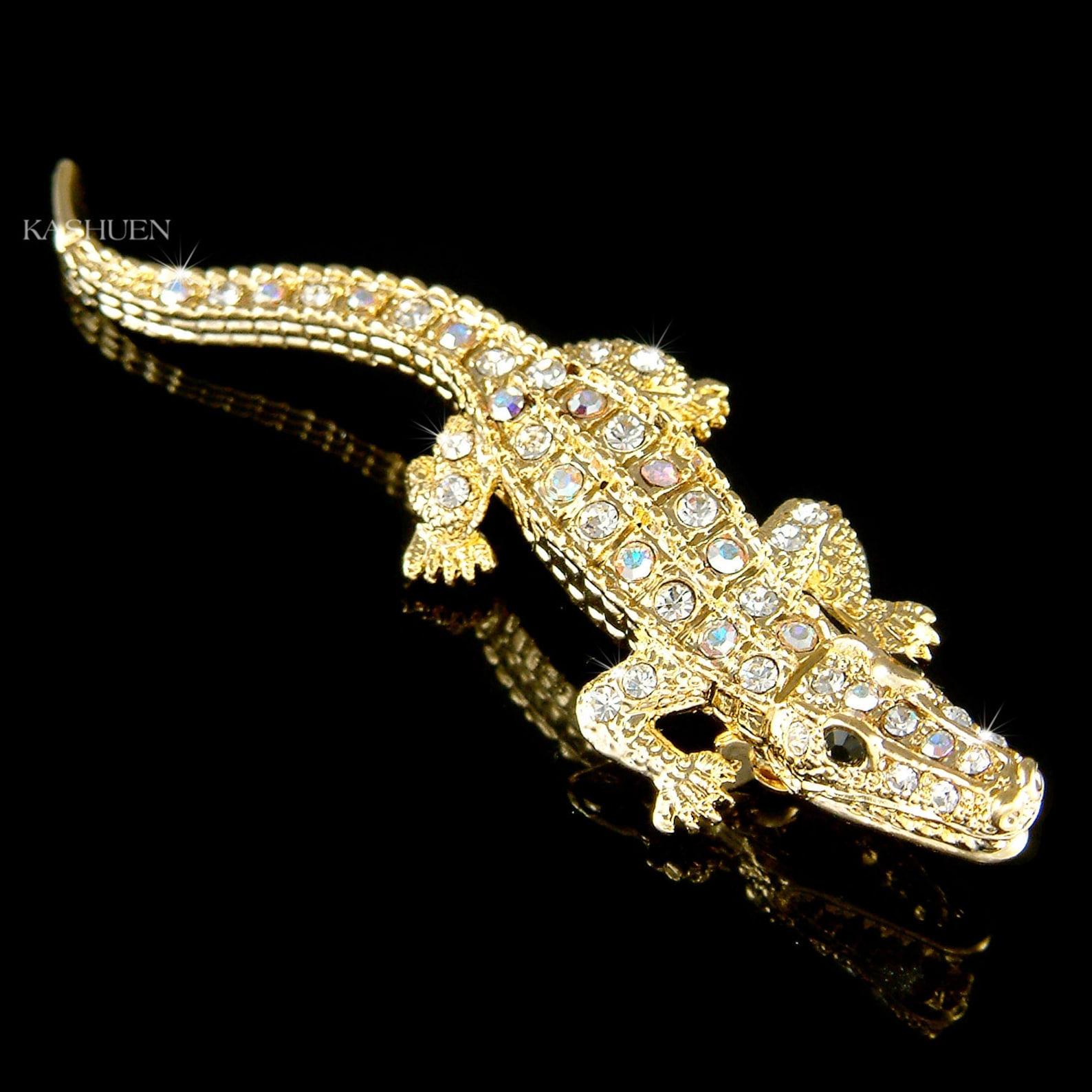 Swarovski Crystal Large Gator CROCODILE Alligator Caiman - Etsy