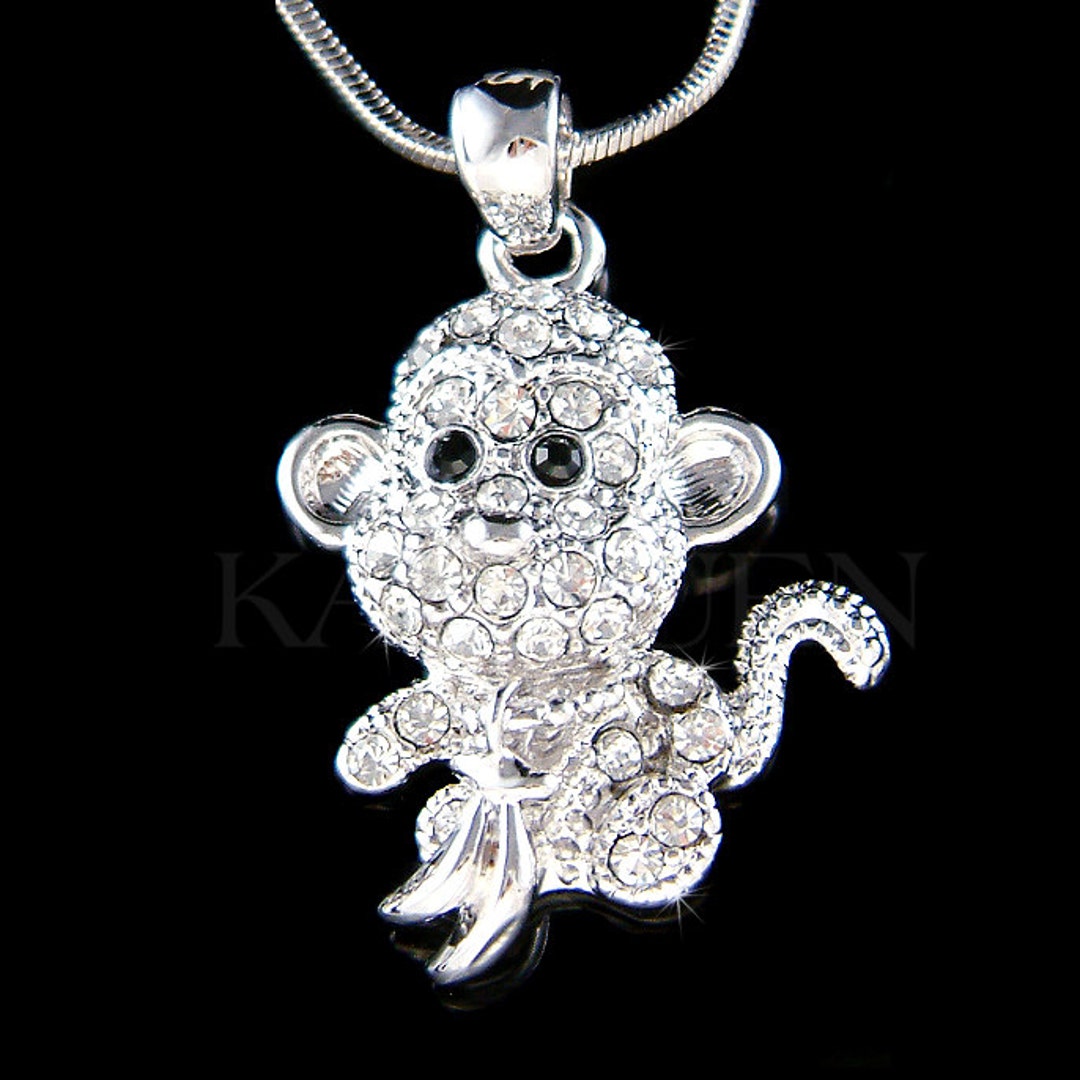 Swarovski Crystal Monkey Moving Banana Chimp Chimpanzee Animal Chinese ...