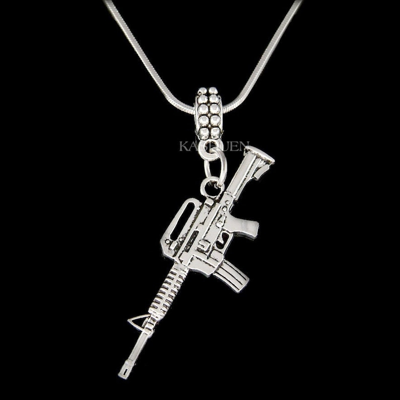 Rifle Necklace, Gun Charm, Machine Gun Pendant, West Point Graduation ...