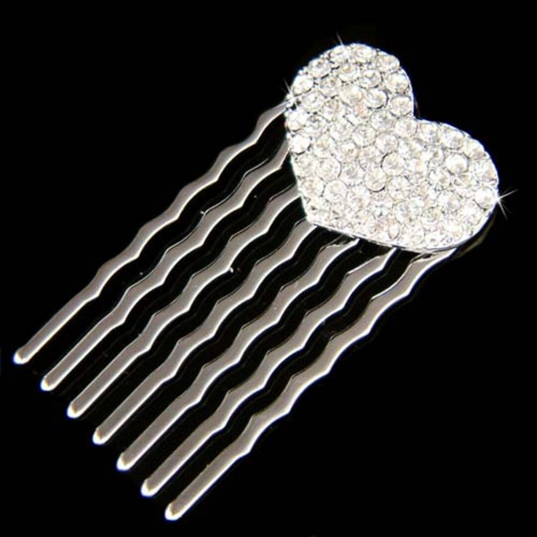Swarovski Crystal Dainty Heart Hair Comb, Bride Bridal Wedding ...