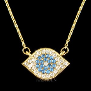 Swarovski Crystal Jewish Judaism Blue Evil Eye Protection Sterling ...
