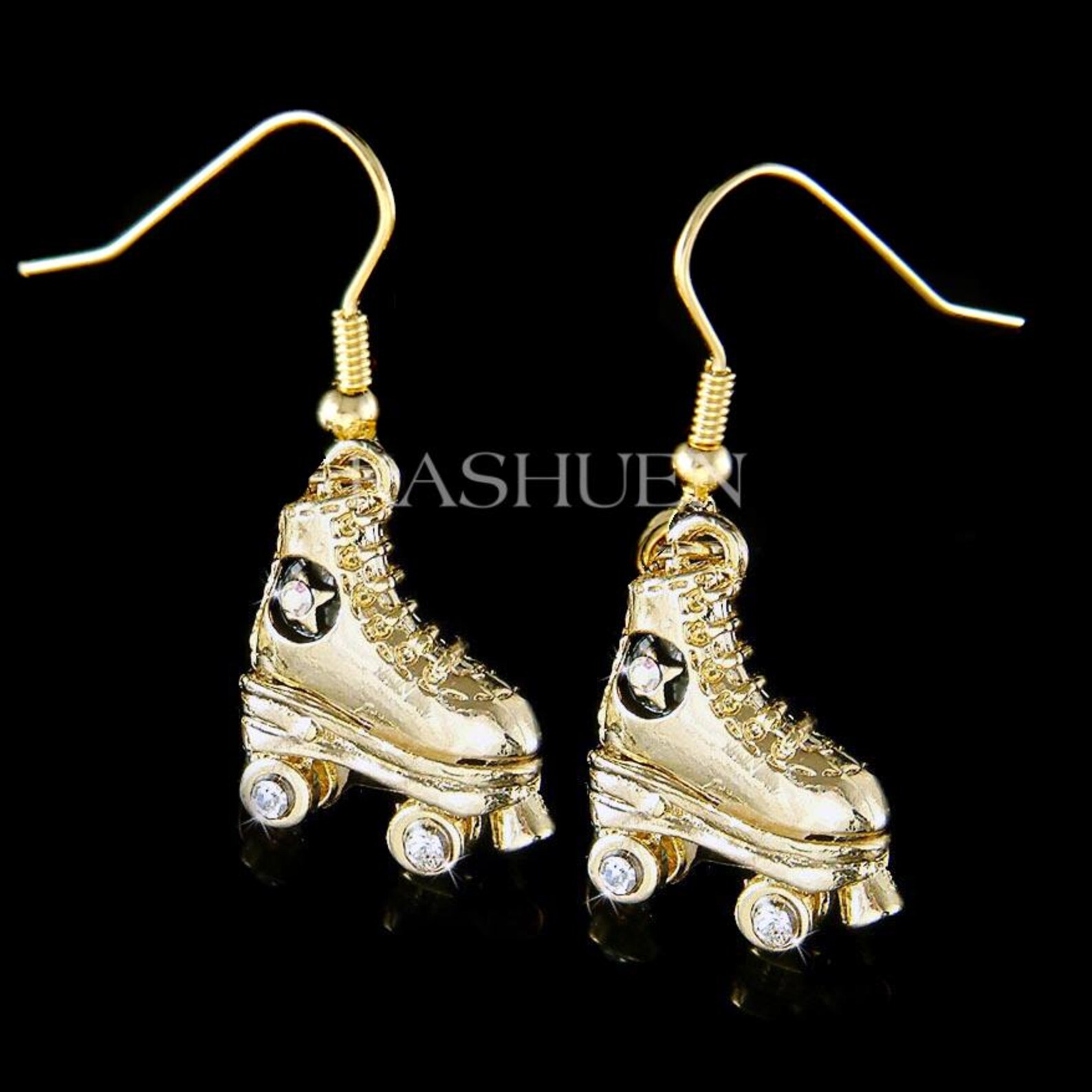 Swarovski Crystal 3D Roller Skates Earrings, Skating Shoes Star Derby ...