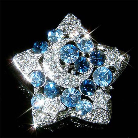 Swarovski Crystal Blue CRESCENT MOON STAR Dream Bride - Etsy