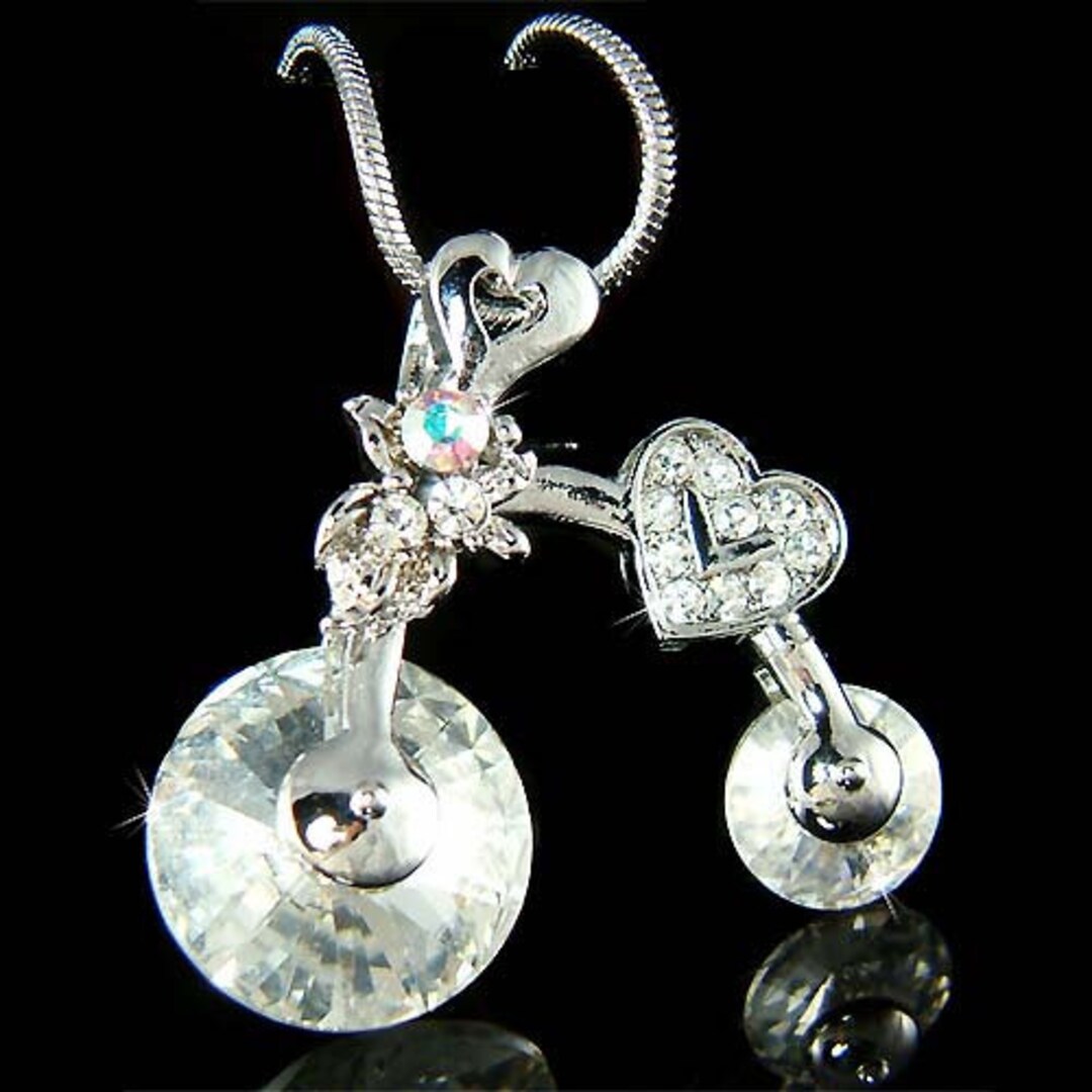 Swarovski Crystal Cycling Bicycle Necklace Bike Heart Racer Exercise ...