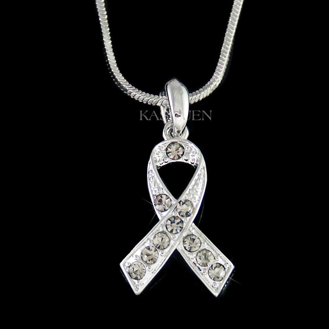 Swarovski Crystal Dainty Brain Cancer Necklace, Gray Tumor Awareness ...