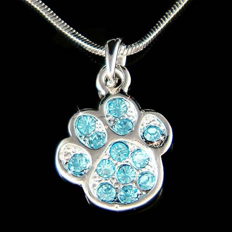 Swarovski Crystal Paw Print Necklace, Dog Pawprint Charm, Kitty Cat ...