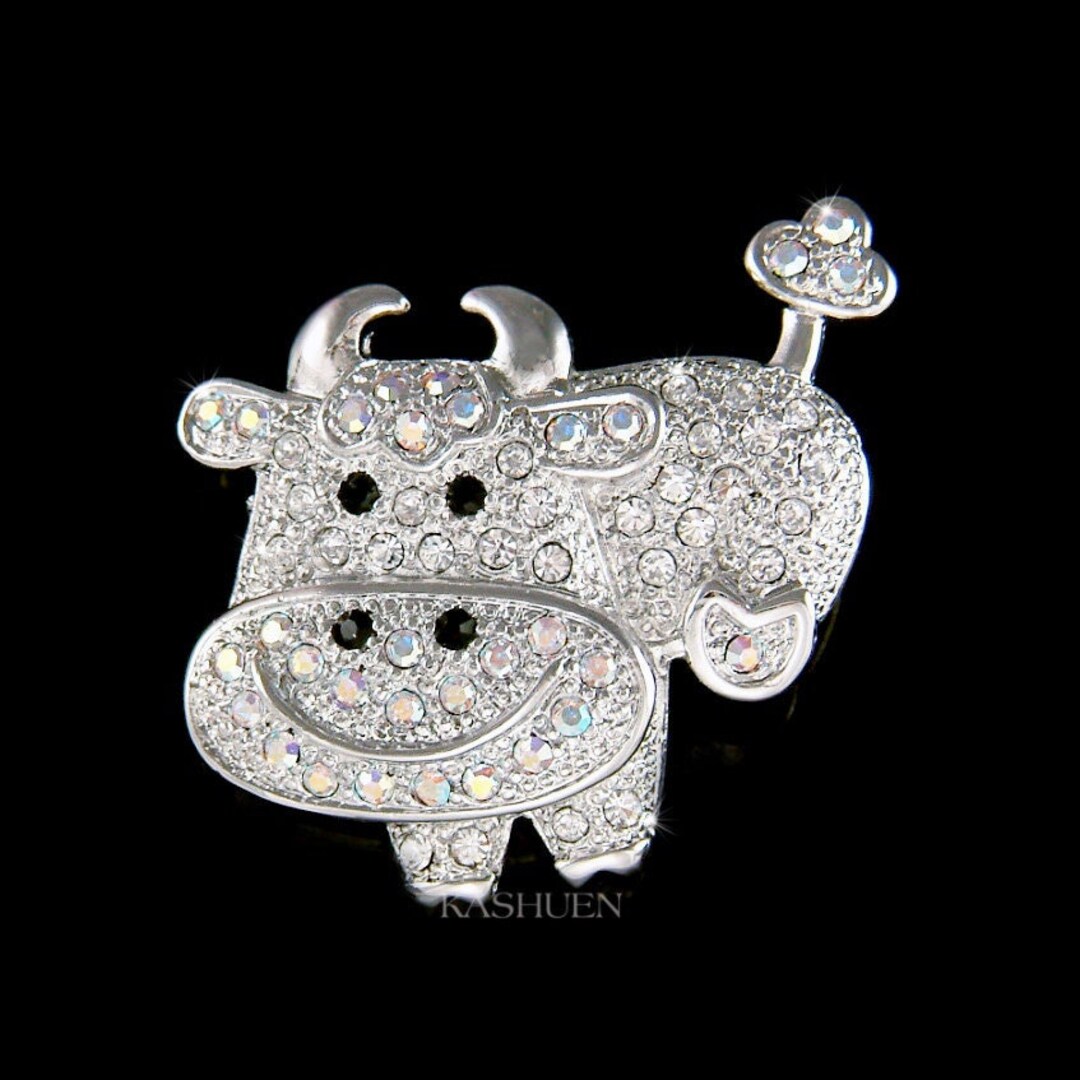 Swarovski Crystal Little Moo Moo Cow Brooch, Barn Farm Animal Lover Pin ...