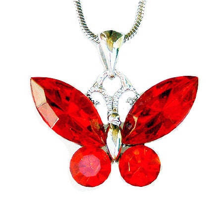 Swarovski Crystal Purple BUTTERFLY Bridal Wedding Necklace Jewelry Best ...