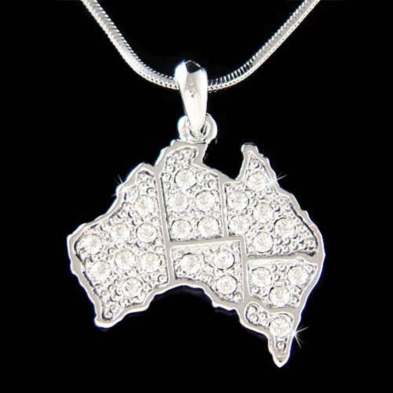 Swarovski Crystal Australia Map Necklace Aussie Australian | Etsy