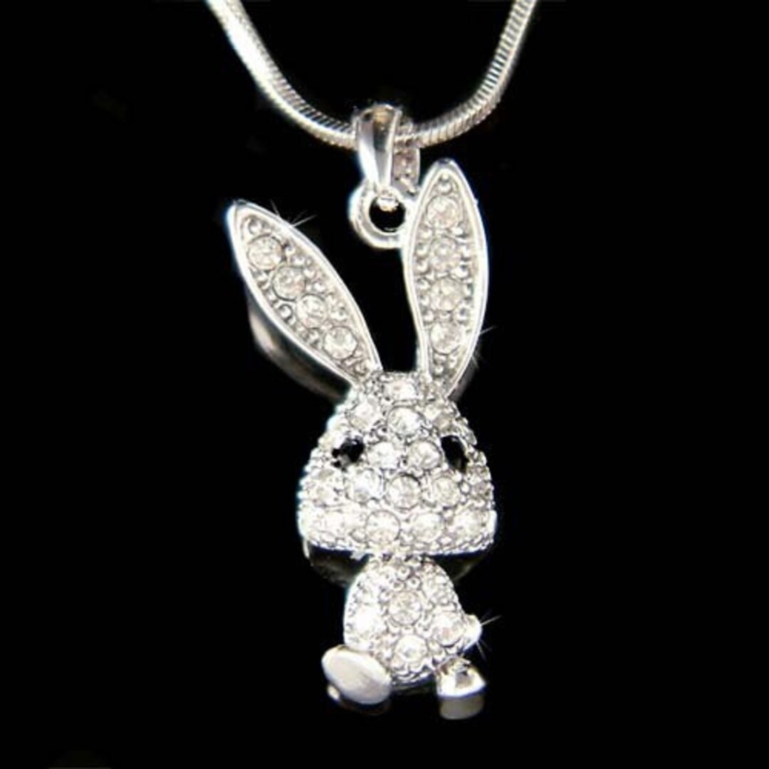 Dainty Swarovski Crystal Cute Little Dangling Easter Bunny Rabbit Hare ...