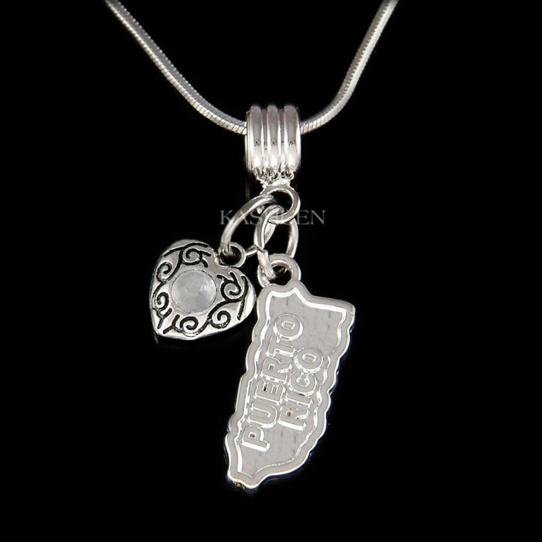 Puerto Rico Map Necklace, Love Puerto Rican Jewelry, Heart PR Keychain ...
