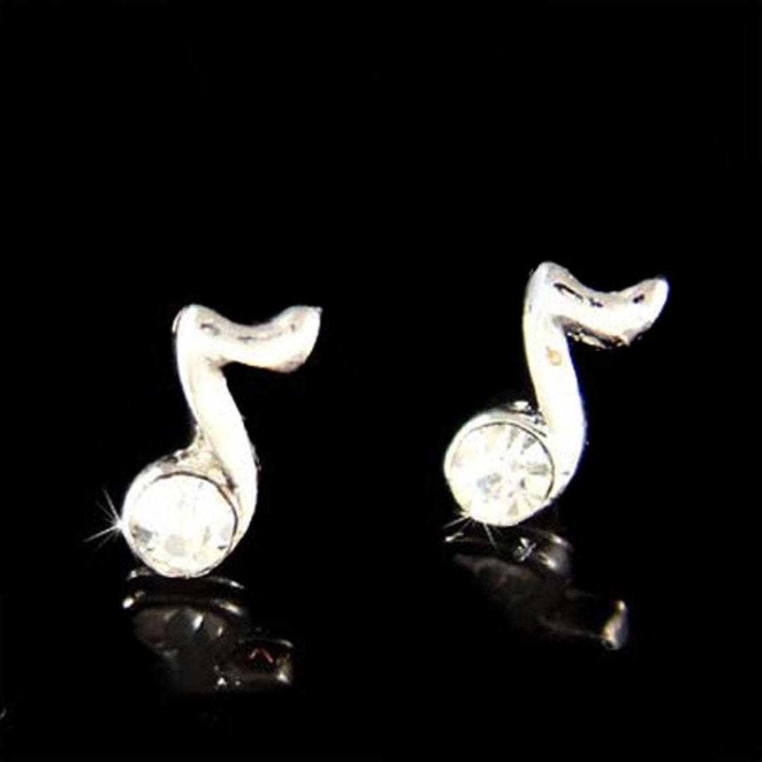 Swarovski Crystal Tiny 8th MUSIC NOTE Quaver Love Musical Note Earrings ...