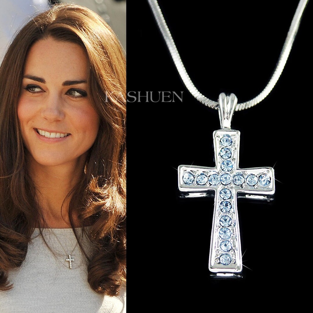Swarovski Crystal Blue CROSS Necklace Faith in God Lord Jesus Christ ...