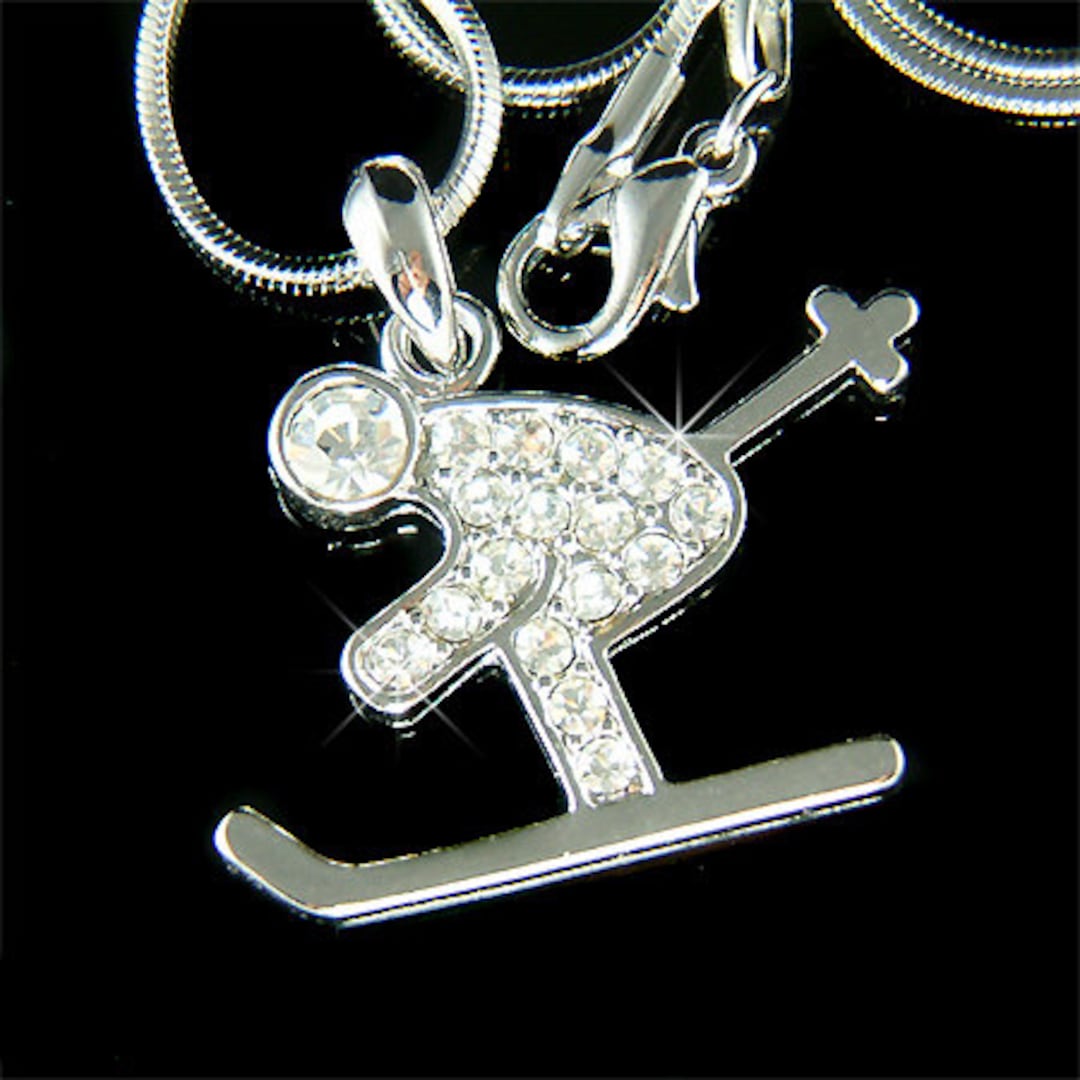 Swarovski Crystal Skier Necklace, Alps Alpine Skiing Jewelry, Ski Skate ...