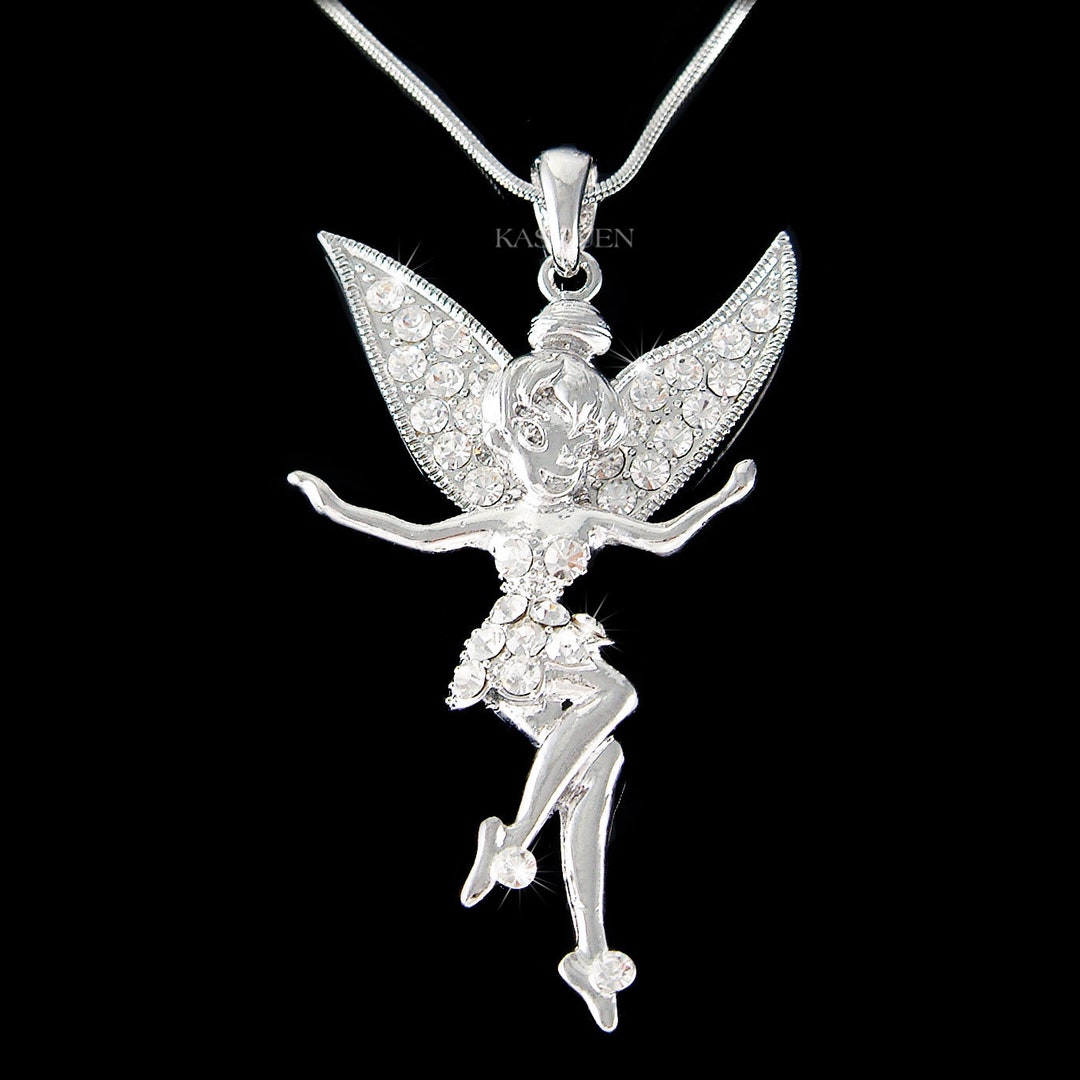 Swarovski Crystal Big Fairy Moveable Angel Wings Necklace Women Charm ...