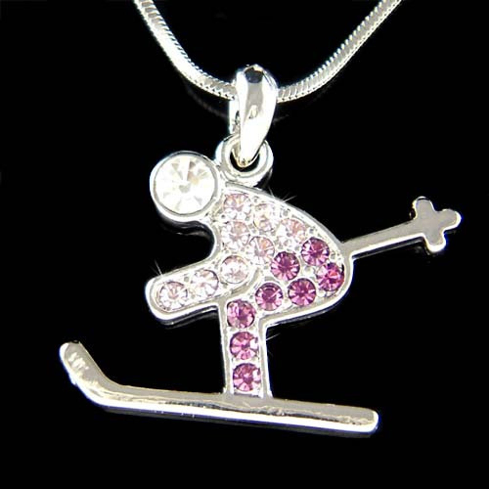 Swarovski Crystal Pink Alps Alpine Skiing Skis Skate Skier - Etsy