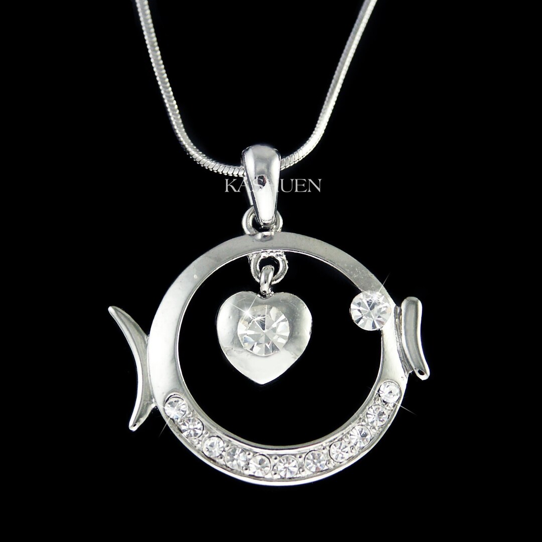 Swarovski Crystal Cute Blowfish Pufferfish Heart Fish Ocean Beach Charm ...