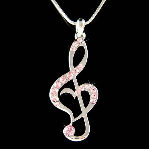Purple Swarovski Crystal TREBLE G CLEF Necklace Love Music | Etsy