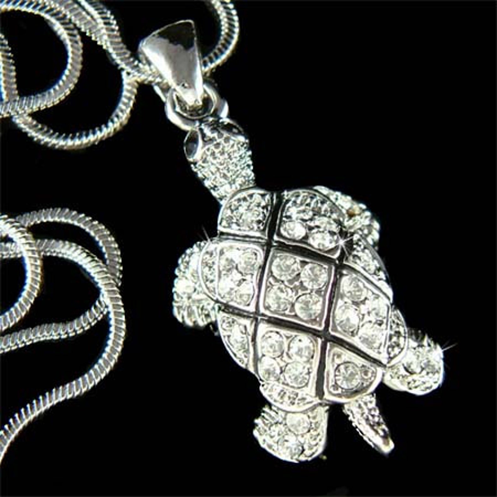 Swarovski Crystal Cute Tortoise Turtle Necklace terrapins Sea Wildlife ...