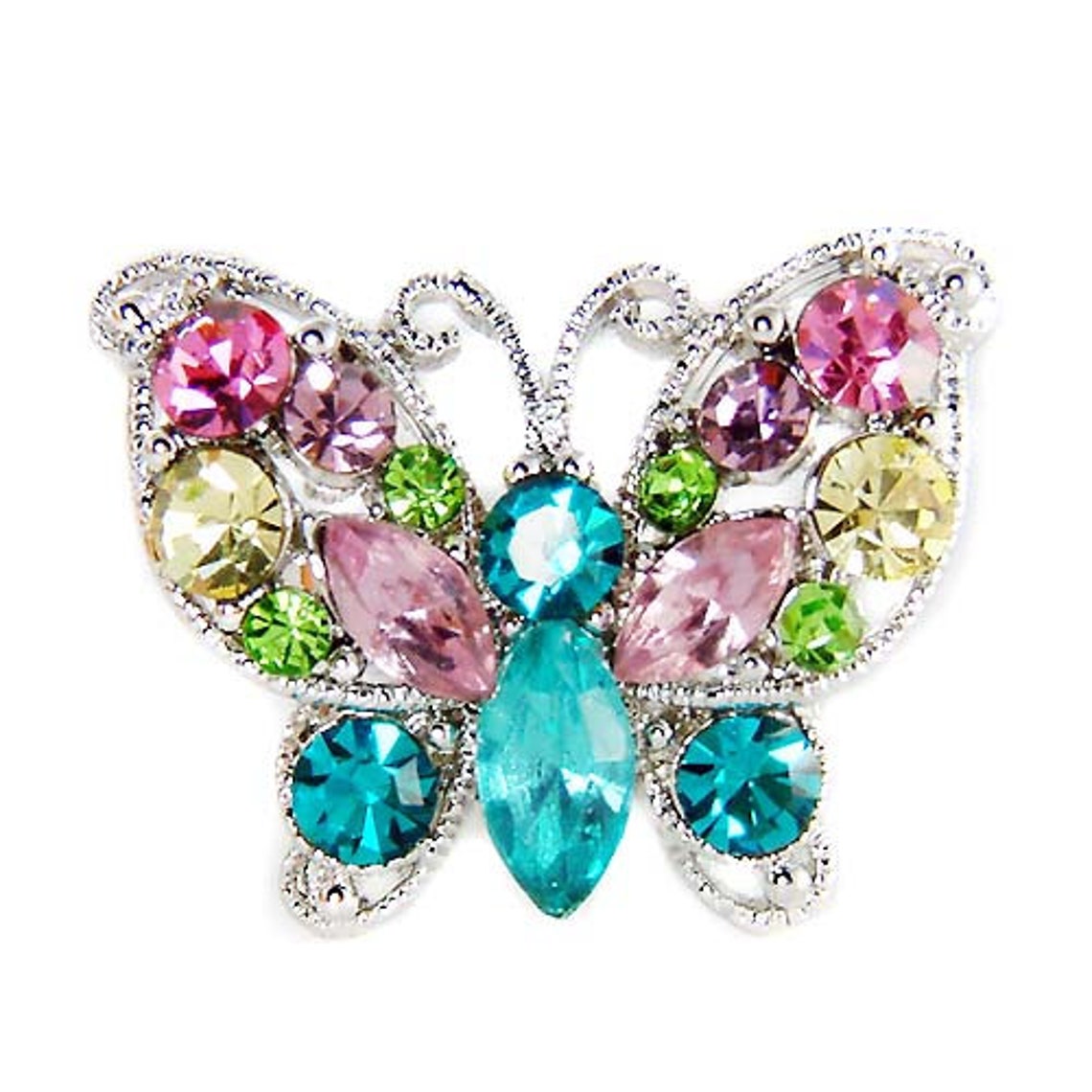 Swarovski Crystal Purple Butterfly Ring, Cocktail Adjustable Statement ...