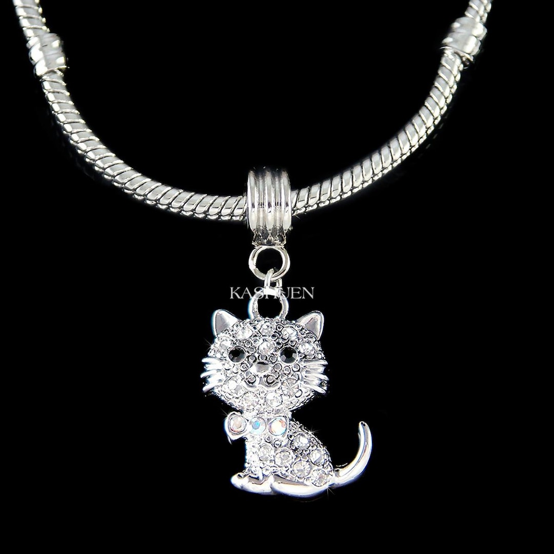 Swarovski Crystal Dainty Kitty Cat Charm Fit Pandora Bracelet, Kitten ...
