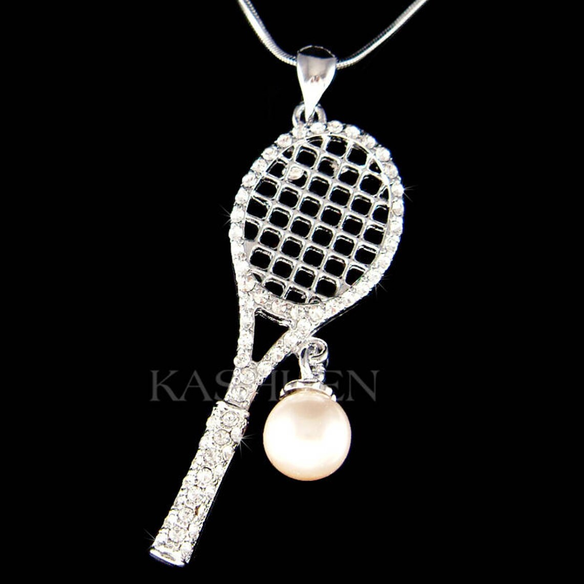 Swarovski Crystal Big Tennis Racket Racquet Pearl Ball Sports - Etsy