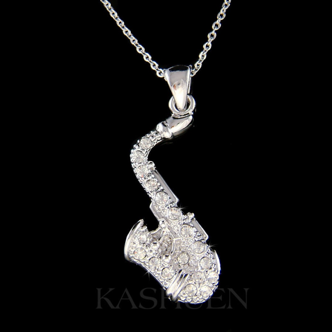 Swarovski Crystal TENOR ALTO Sax SAXOPHONE Charm Pendant Music Musical ...
