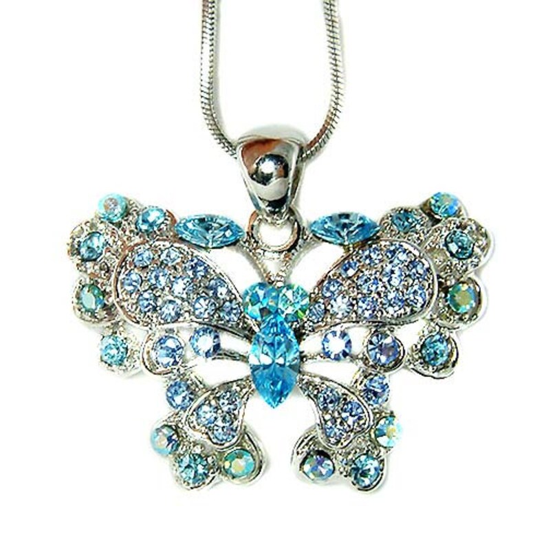 Swarovski Crystal Pink Butterfly Necklace, Bridal Jewelry, Nature ...