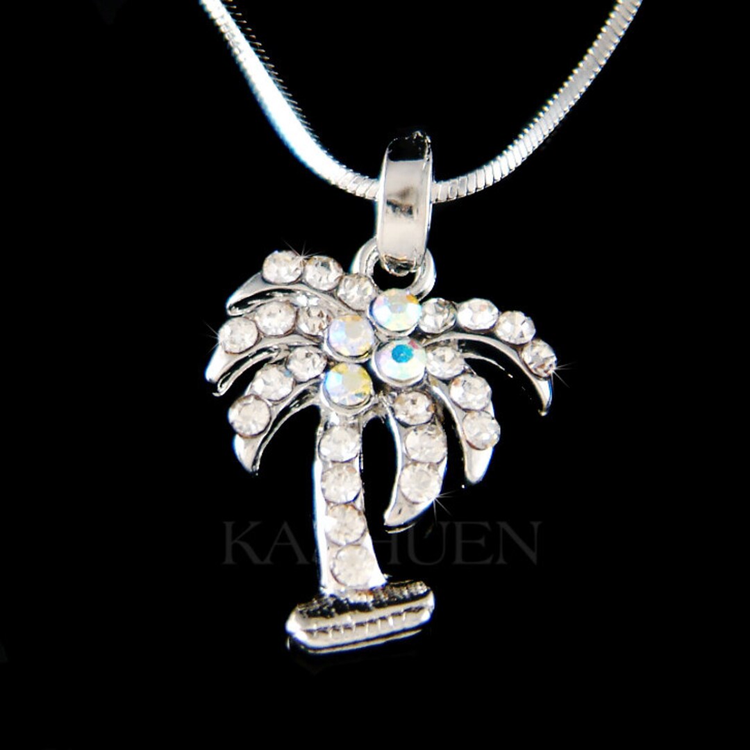Dainty Swarovski Crystal Hawaiian Vacation Palm Tree Coconut Hawaii ...