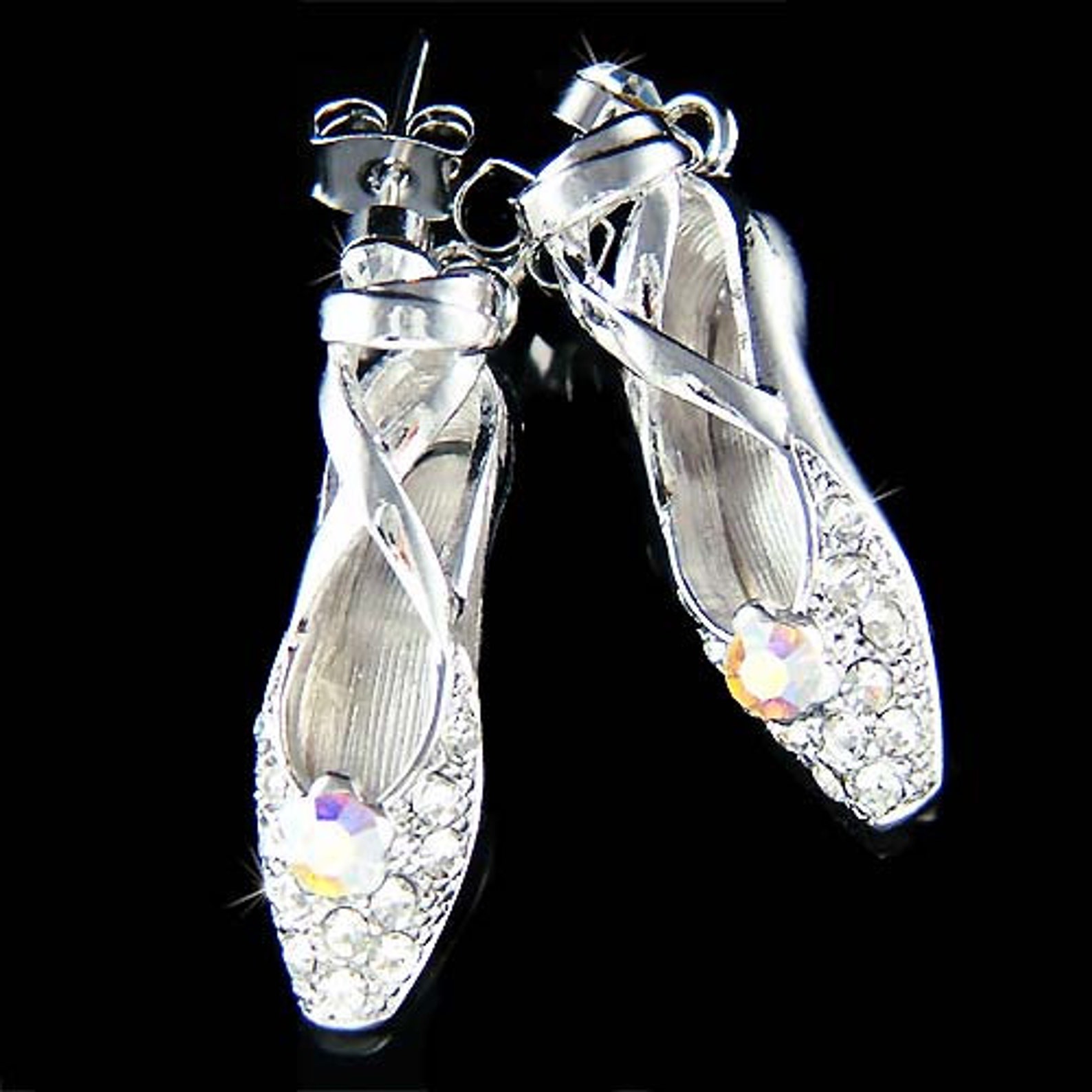 Swarovski Crystal Blue Ballerina Shoes Slippers Ballet Dance Stick ...