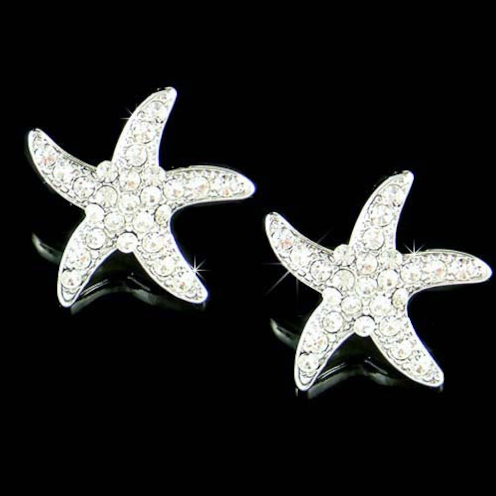 Swarovski Crystal Starfish Earrings, Beach Wedding Jewelry, Sterling ...