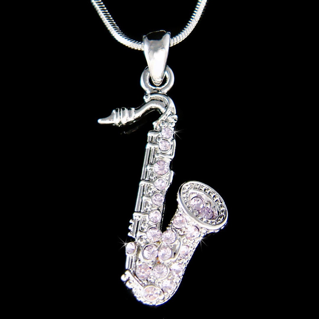 Swarovski Crystal TENOR ALTO Sax Violet SAXOPHONE Charm Pendant Music ...
