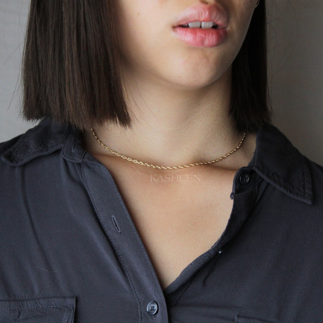 1pc 14K Gold Filled Double Rope Chain Necklace - Gold Layering Necklace ...