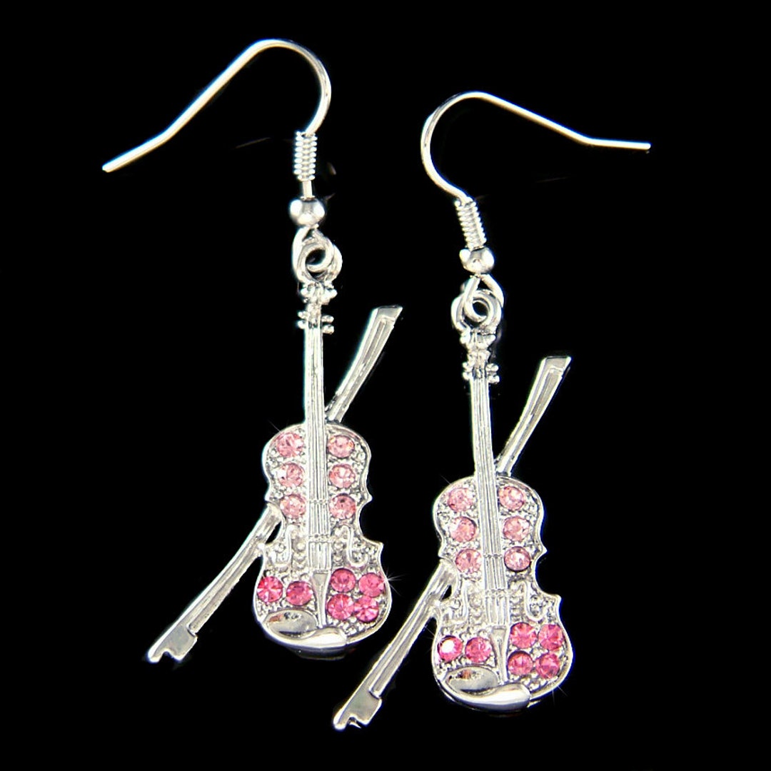 Swarovski Austrian Crystal Pink Violin Fiddle Viola Cello Charm Music ...