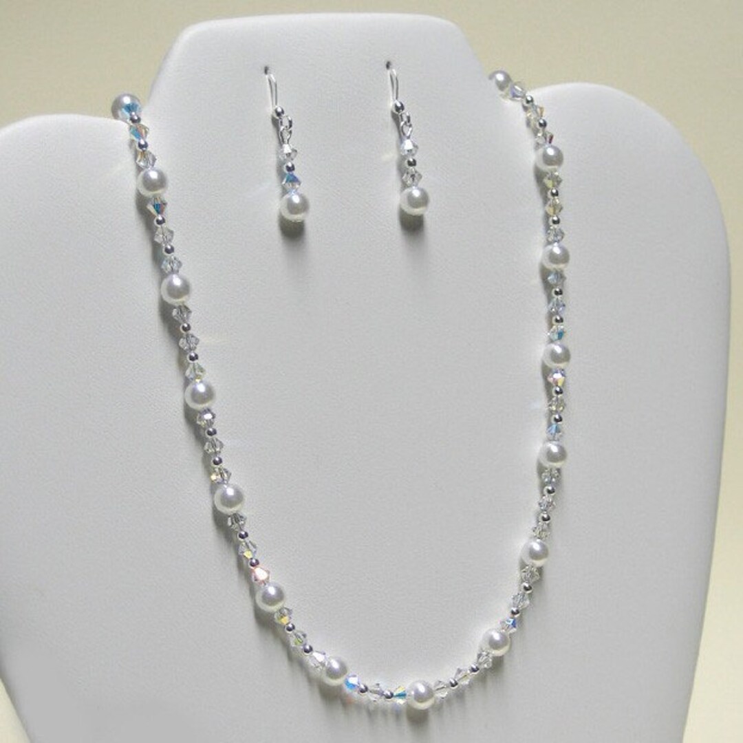 Swarovski Crystal and Pearl Elegant Bridal Wedding Sterling Silver ...
