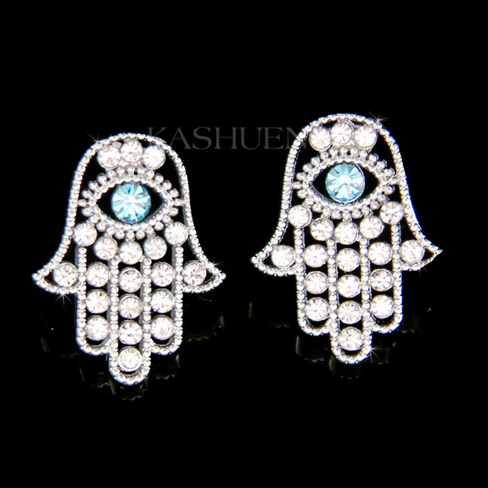 Swarovski Crystal Jewish Hamsa Hamesh Fatima Hand Aqua Blue - Etsy
