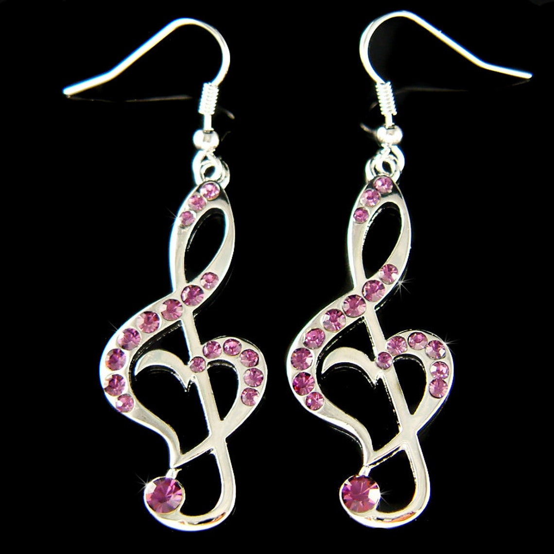 Swarovski Crystal Purple TREBLE G CLEF Sterling Silver | Etsy