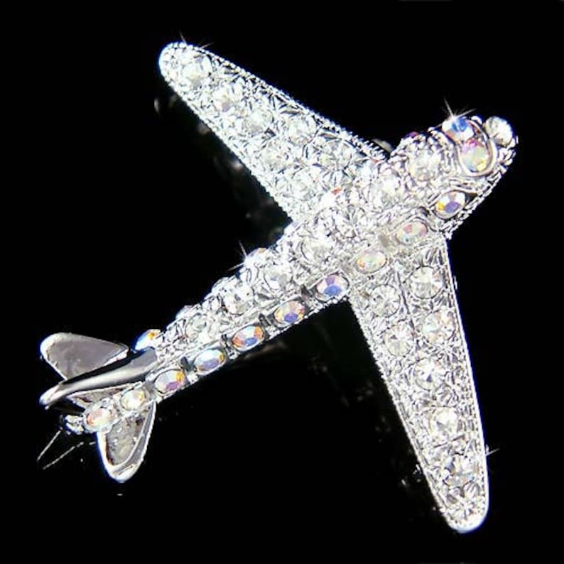 Swarovski Crystal Gold AIRPLANE Aviation Pilot Aircraft Flight - Etsy