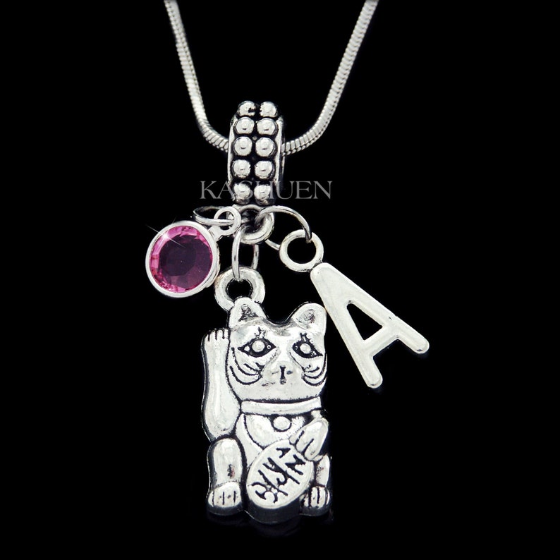 Dainty Lucky Cat Necklace, Small Maneki-neko Keychain, Good Luck ...