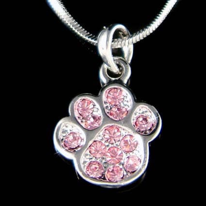 Dainty Swarovski Crystal Dog Pup KITTY CAT Kitten Pawprint Paw | Etsy