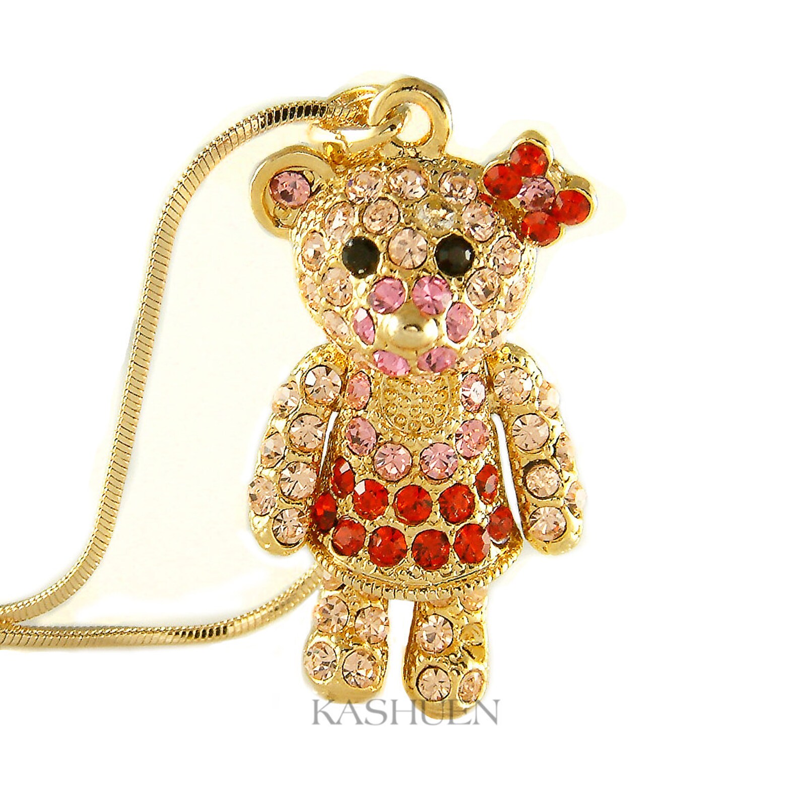 Swarovski Crystal 3D Movable Cuddly Brown Teddy Bear Cute Bow - Etsy France