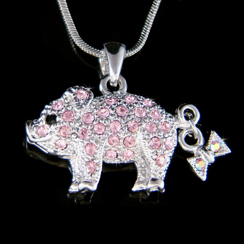 Swarovski Crystal Cute Violet Purple Pig Piggy Piglet Bow Barn - Etsy