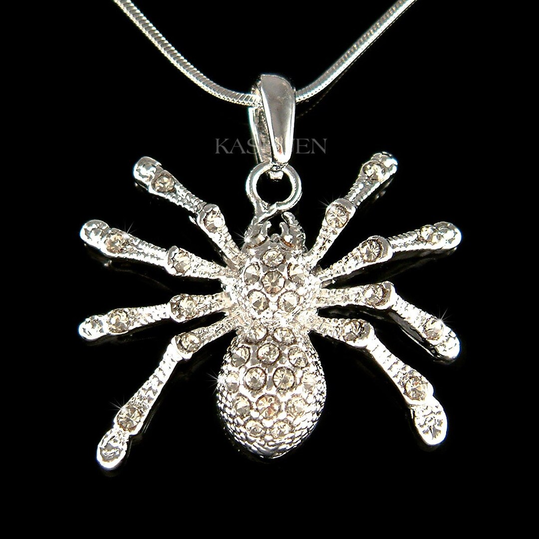 Swarovski Crystal Halloween Black Diamond Gray Spider Tarantula Charm ...
