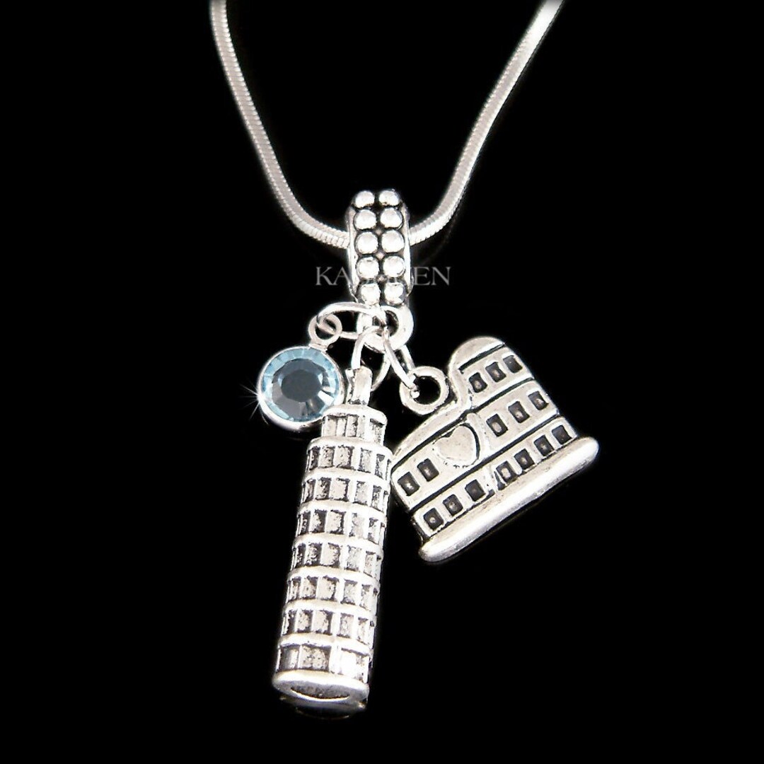 Rome Italy Travel Landmark Jewelry, Roman Colosseum Pisa Necklace ...