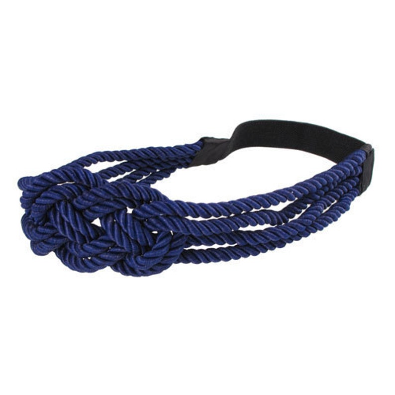 Navy Blue 4 Thick Ropes Nautical Knotted Elastic Headband | Etsy